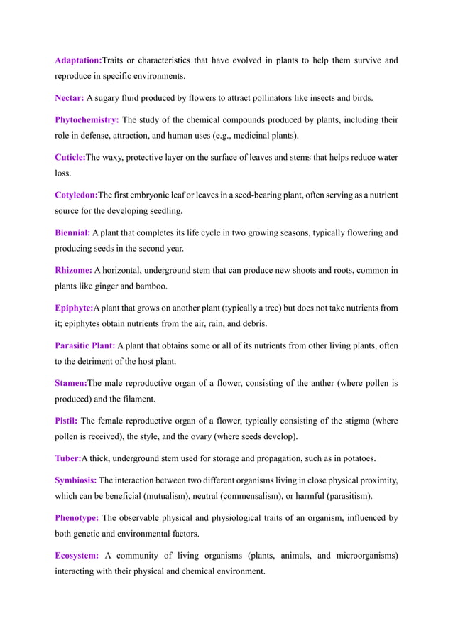important terms and concepts Botany Shohab | PDF