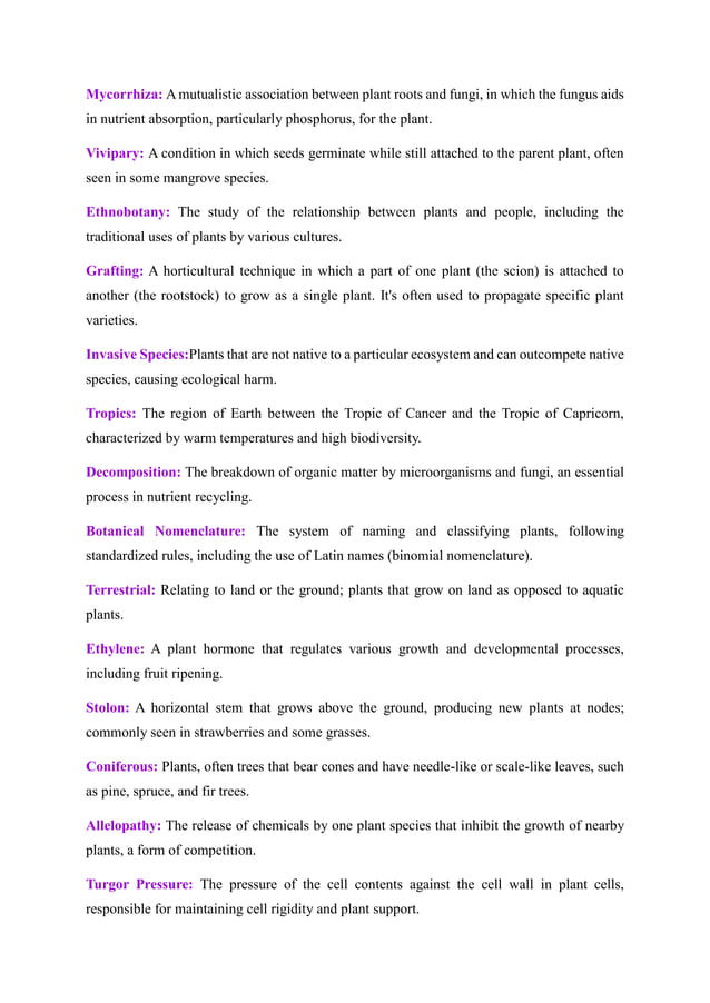 important terms and concepts Botany Shohab | PDF