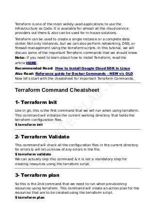 Important terraform commands that we should know (a cheat sheet)
