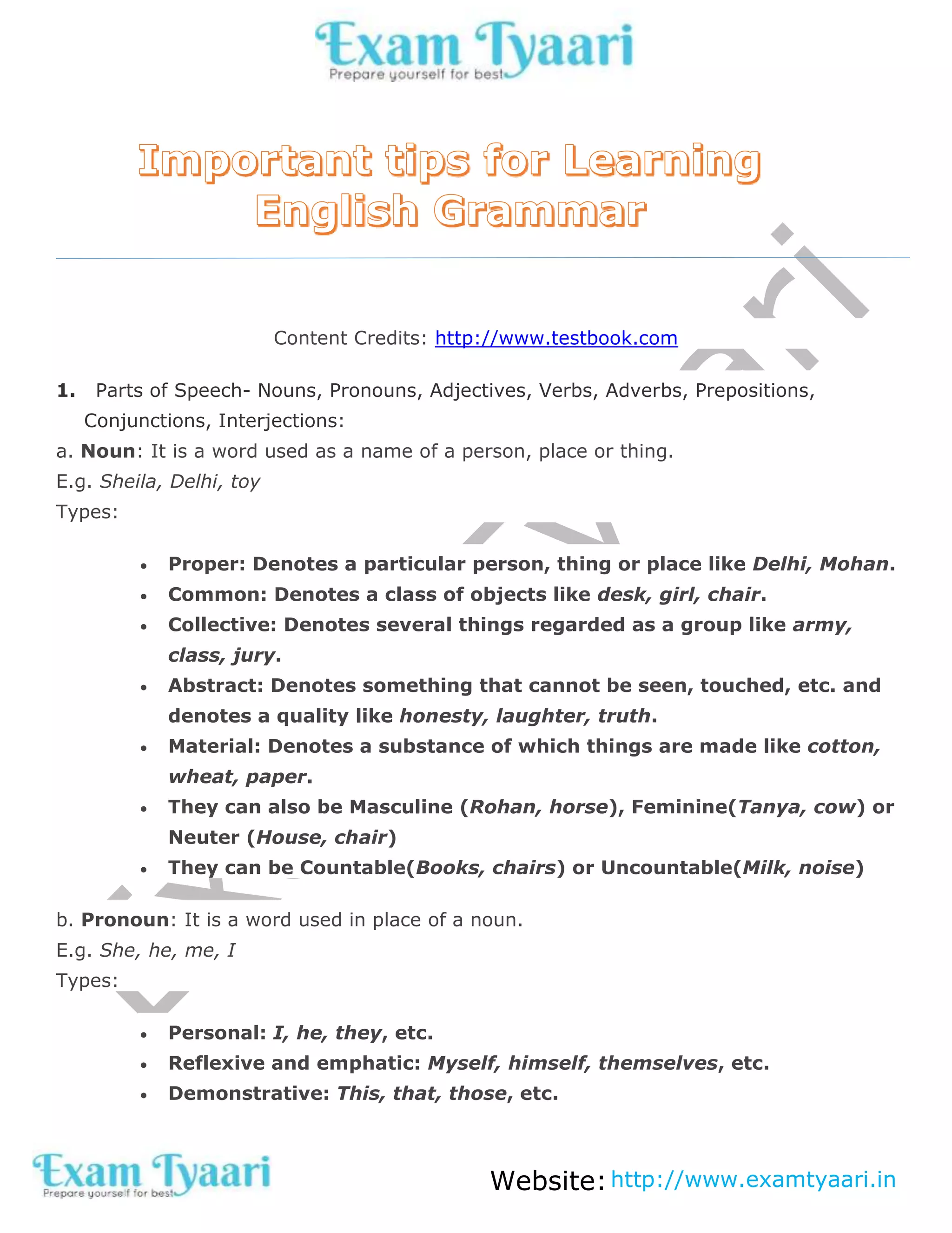 Important tips for learning english grammar | PDF