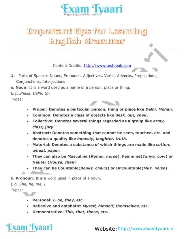 Important tips for learning english grammar | PDF