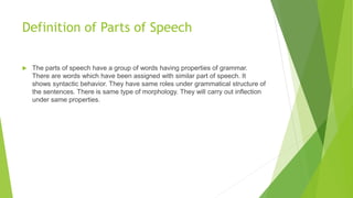 Important Tips on Parts of Speech in English | PPT