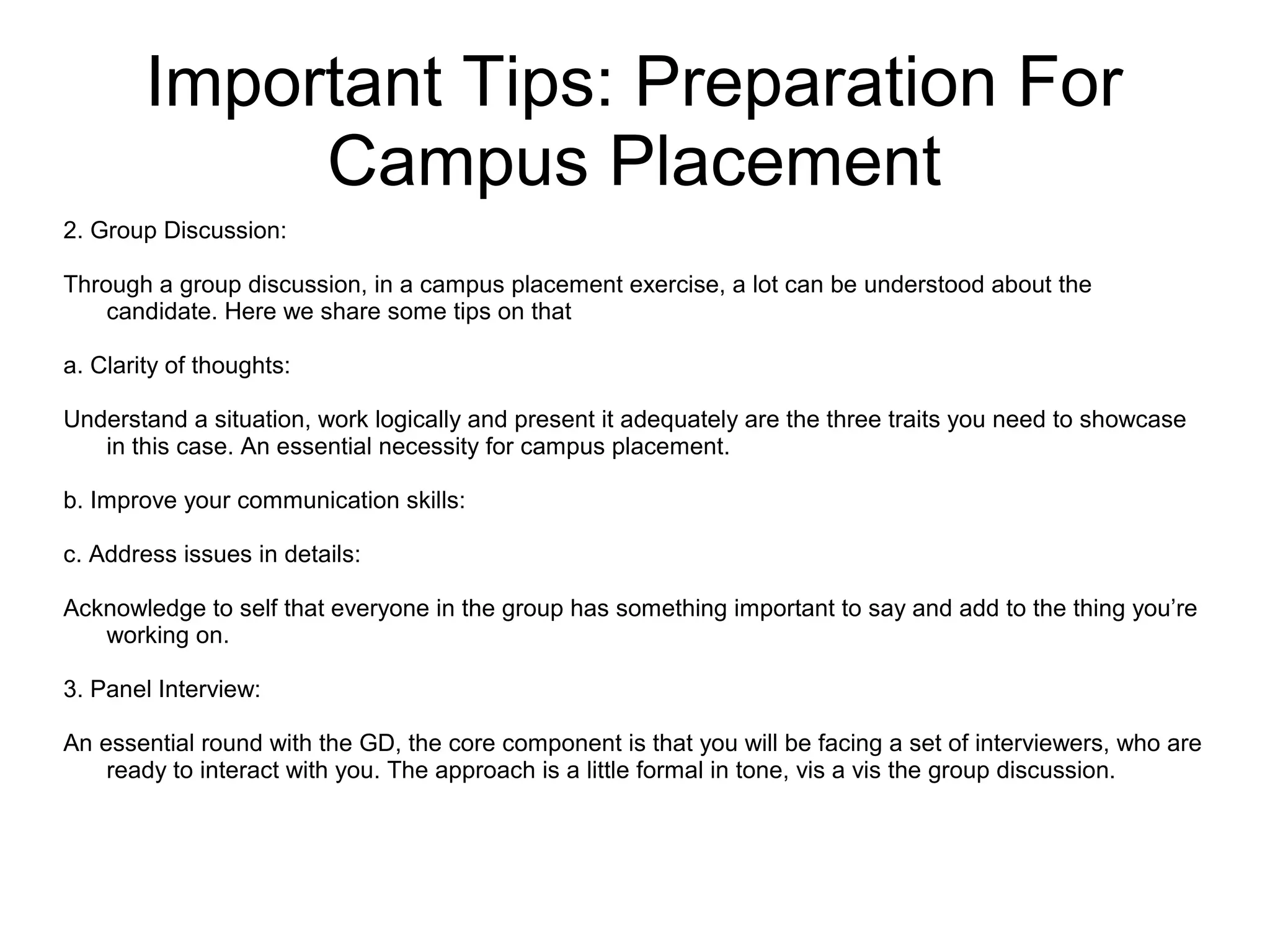 Important tips: preparation for campus placement | PPT