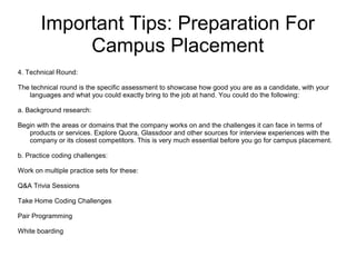 Important tips: preparation for campus placement | PPT