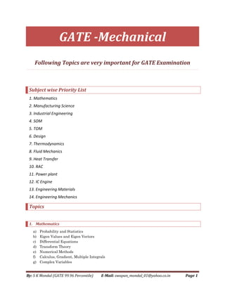 Important topics for gate | PDF