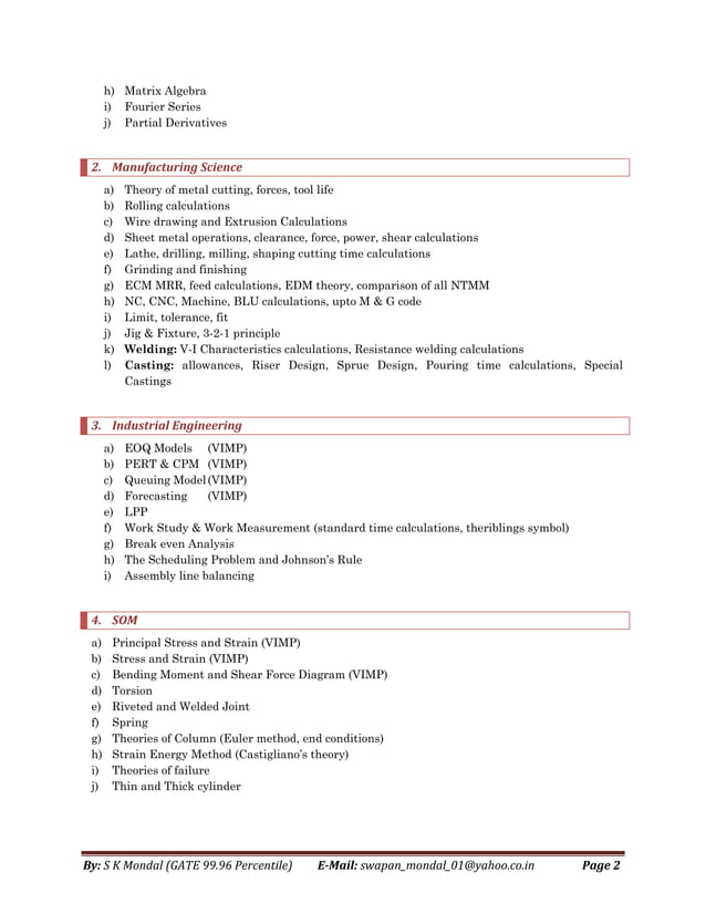 Important topics for gate | PDF