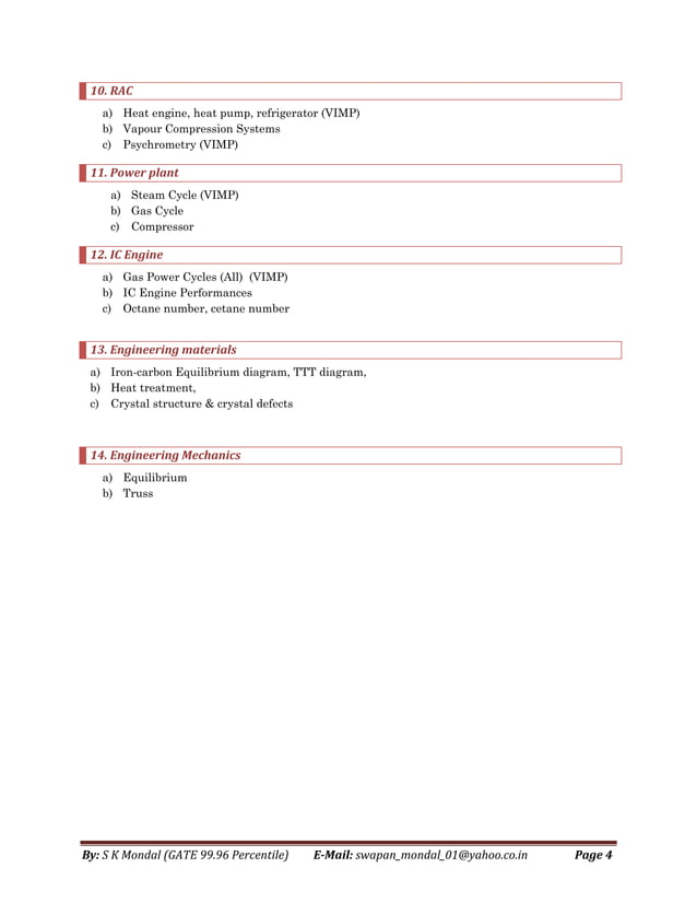 Important topics for gate | PDF