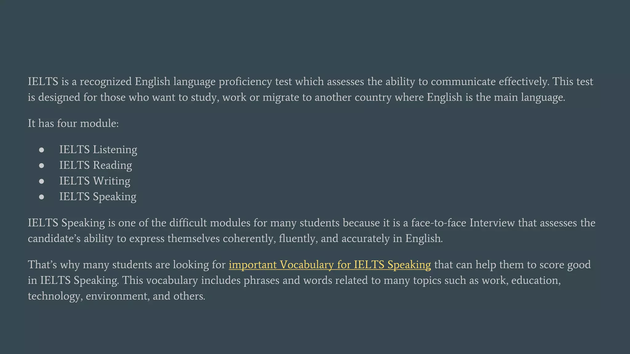 Important Vocabulary For IELTS Speaking In 2023.pptx