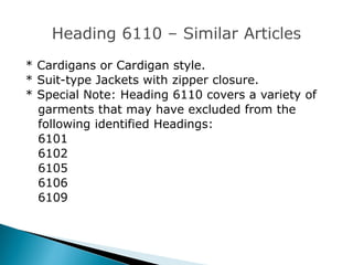 Import compliance – Heading 6110 - Apparel Knitwear | PPT