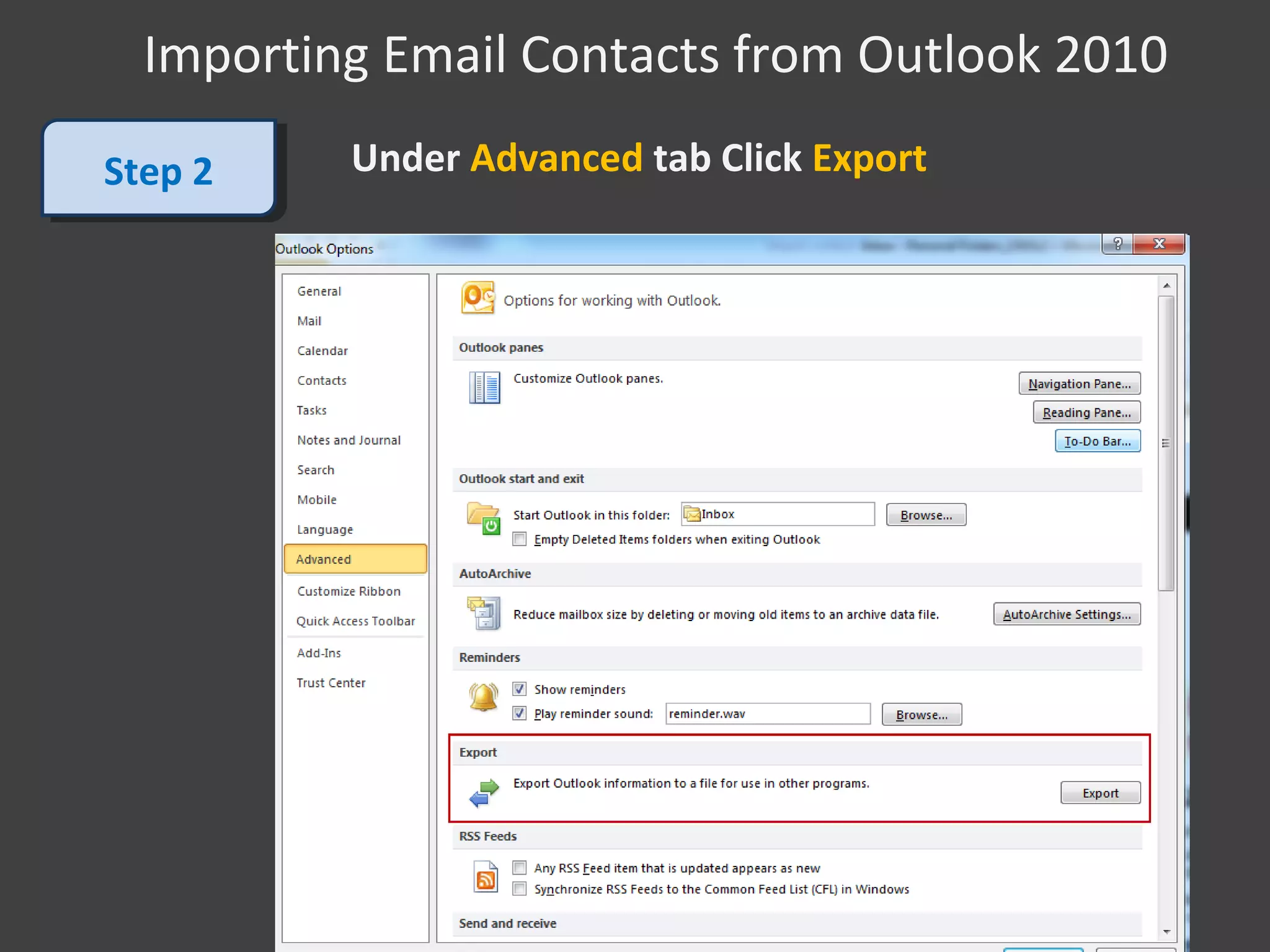 Import contacts from outlook 2010 | PPT