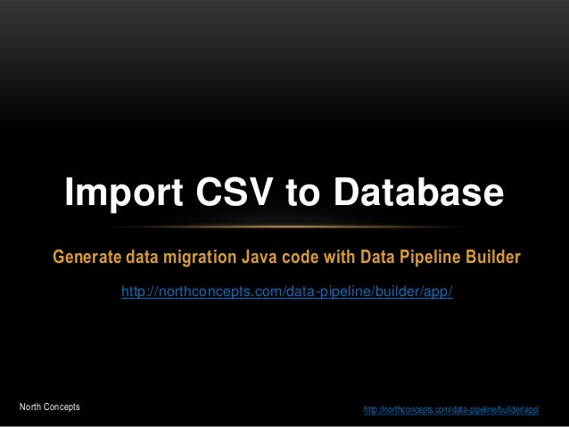 Import csv to database with Data Pipeline Builder