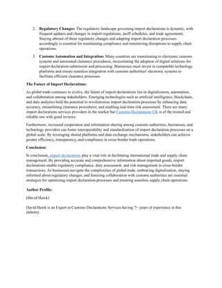 Navigating Global Trade: The Significance of Import Declarations in ...