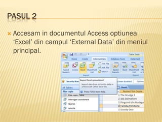 Import de date din ms excel in ms | PPTX