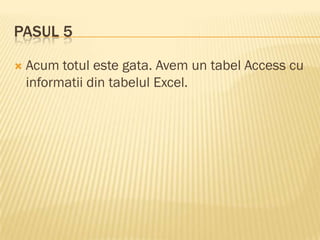 Import de date din ms excel in ms | PPTX