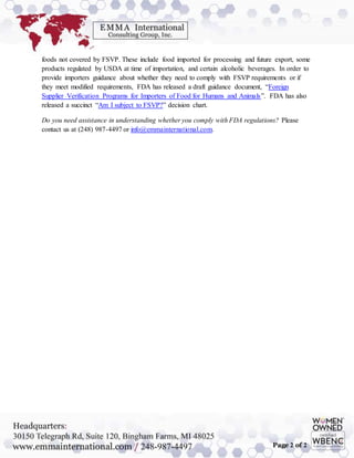 Foreign Supplier Verification Program for Imported Food | DOCX