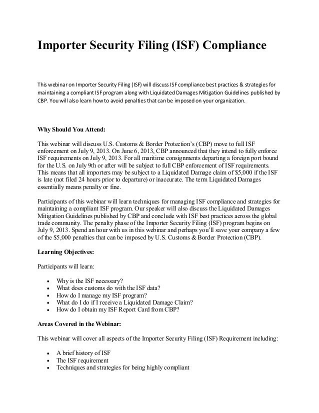 Importer security filing