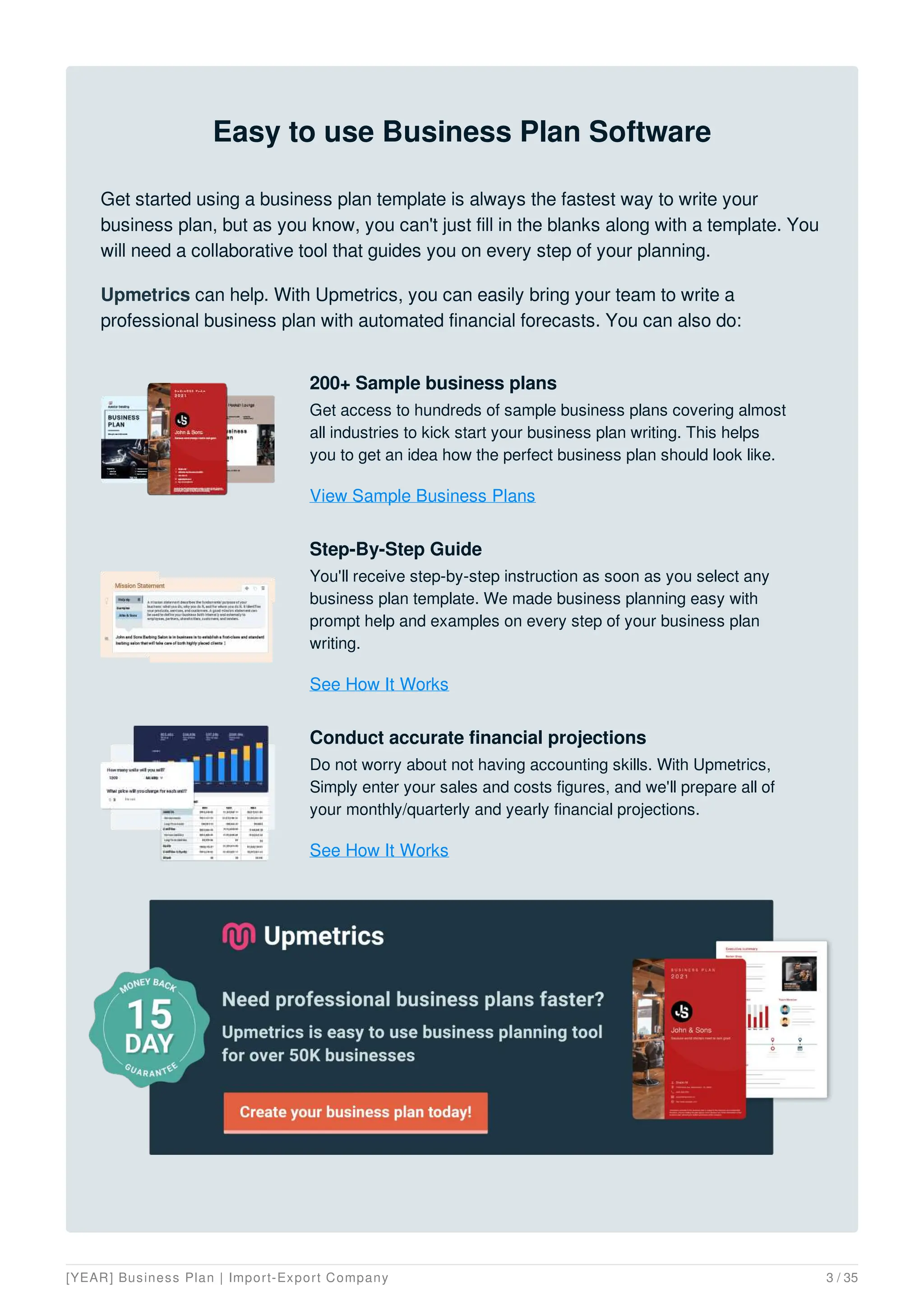 Import Export Business Plan Example | Upmetrics | PDF