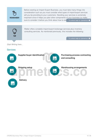Import Export Business Plan Example | Upmetrics | PDF