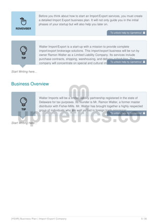 Import Export Business Plan Example | Upmetrics | PDF
