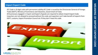 Import export code in India by Legalraasta | PPT