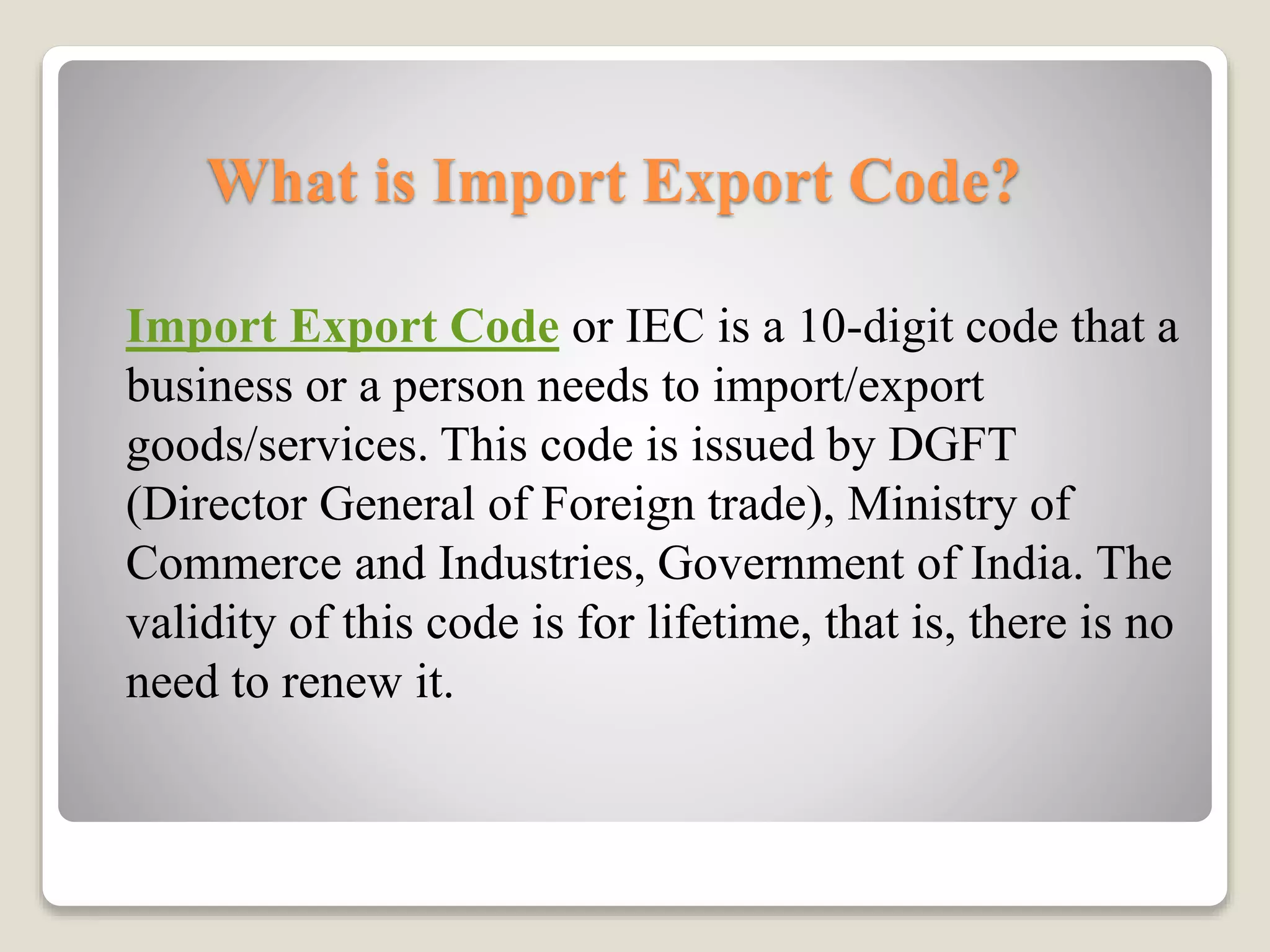 Import Export Code Registration | Legalraasta | PPTX