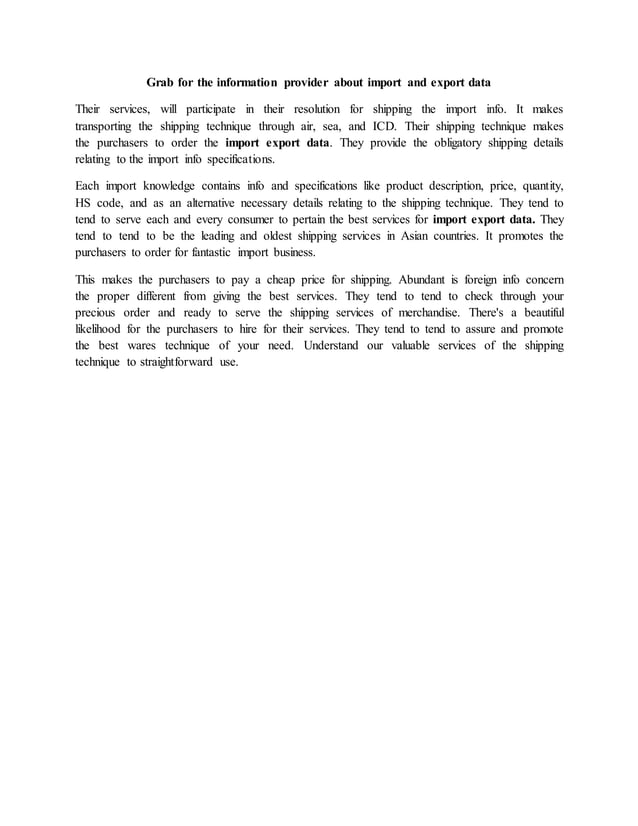 Import export data | DOCX