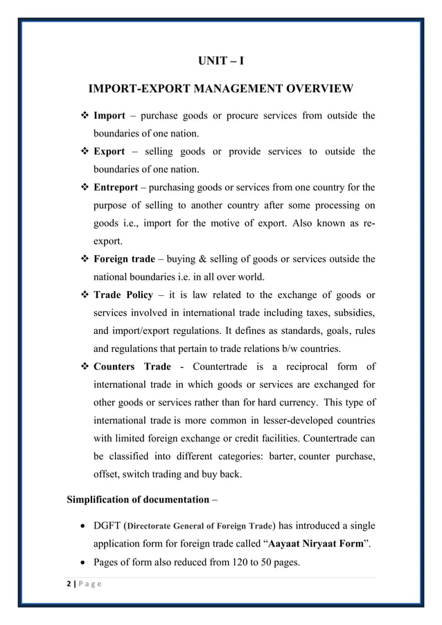 EXPORT & IMPORT POLICY & DOCUMENTATION | PDF | Commodities | Economy