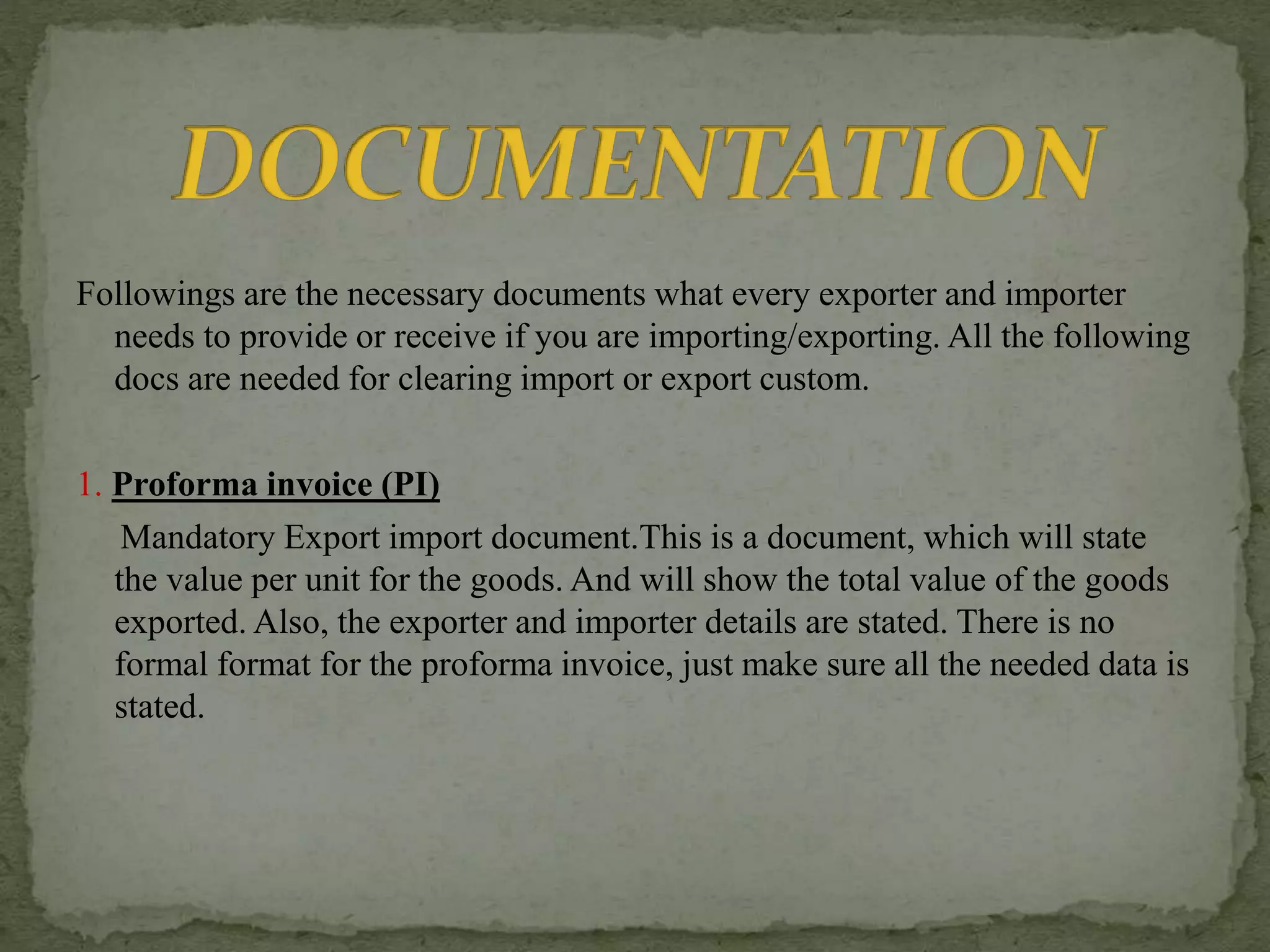 Import Export Procedure and Documentation | PPTX