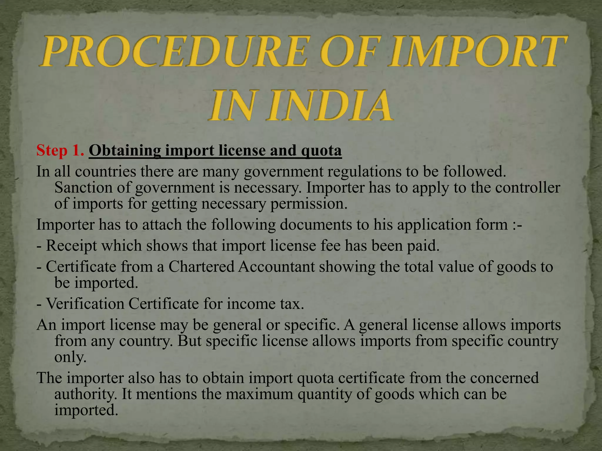 Import Export Procedure and Documentation | PPTX
