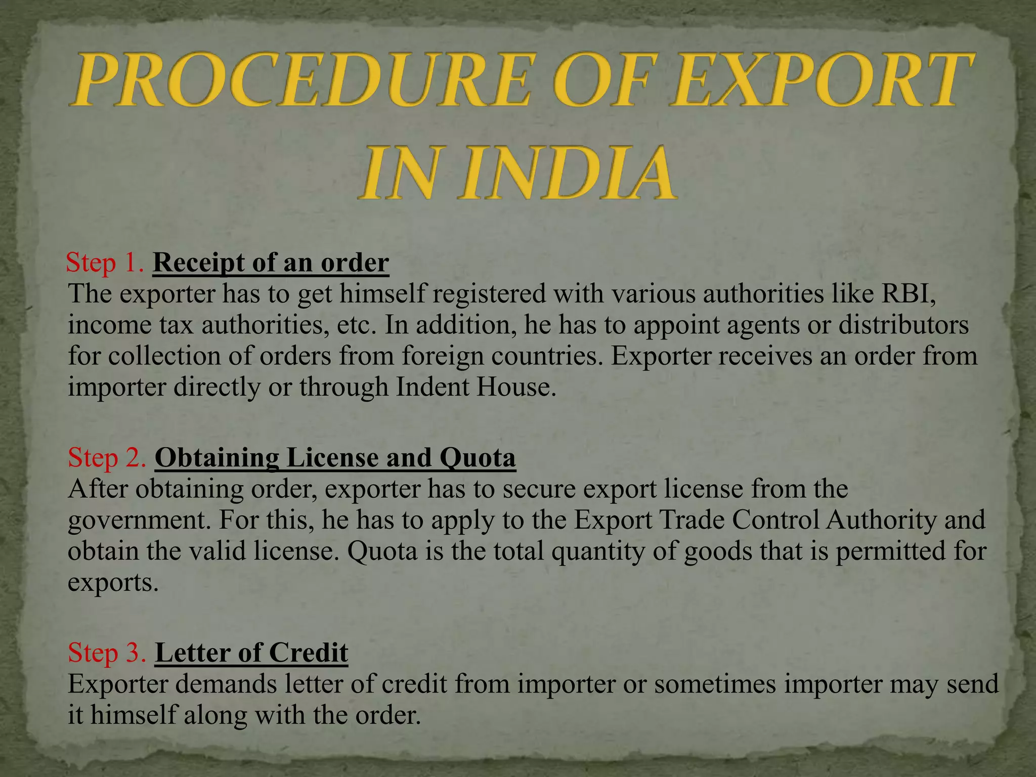 Import Export Procedure and Documentation | PPTX