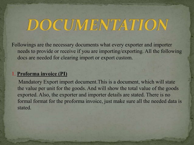 Import Export Procedure and Documentation | PPTX