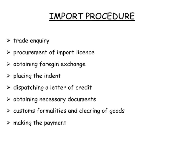 Import export procedures | PDF