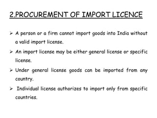 Import export procedures | PDF