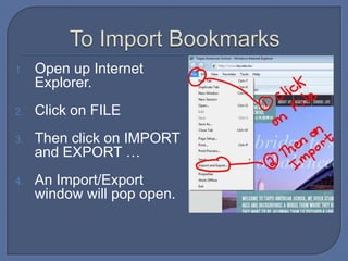Importing bookmarks into internet explorer | PPTX | Computing | Technology & Computing