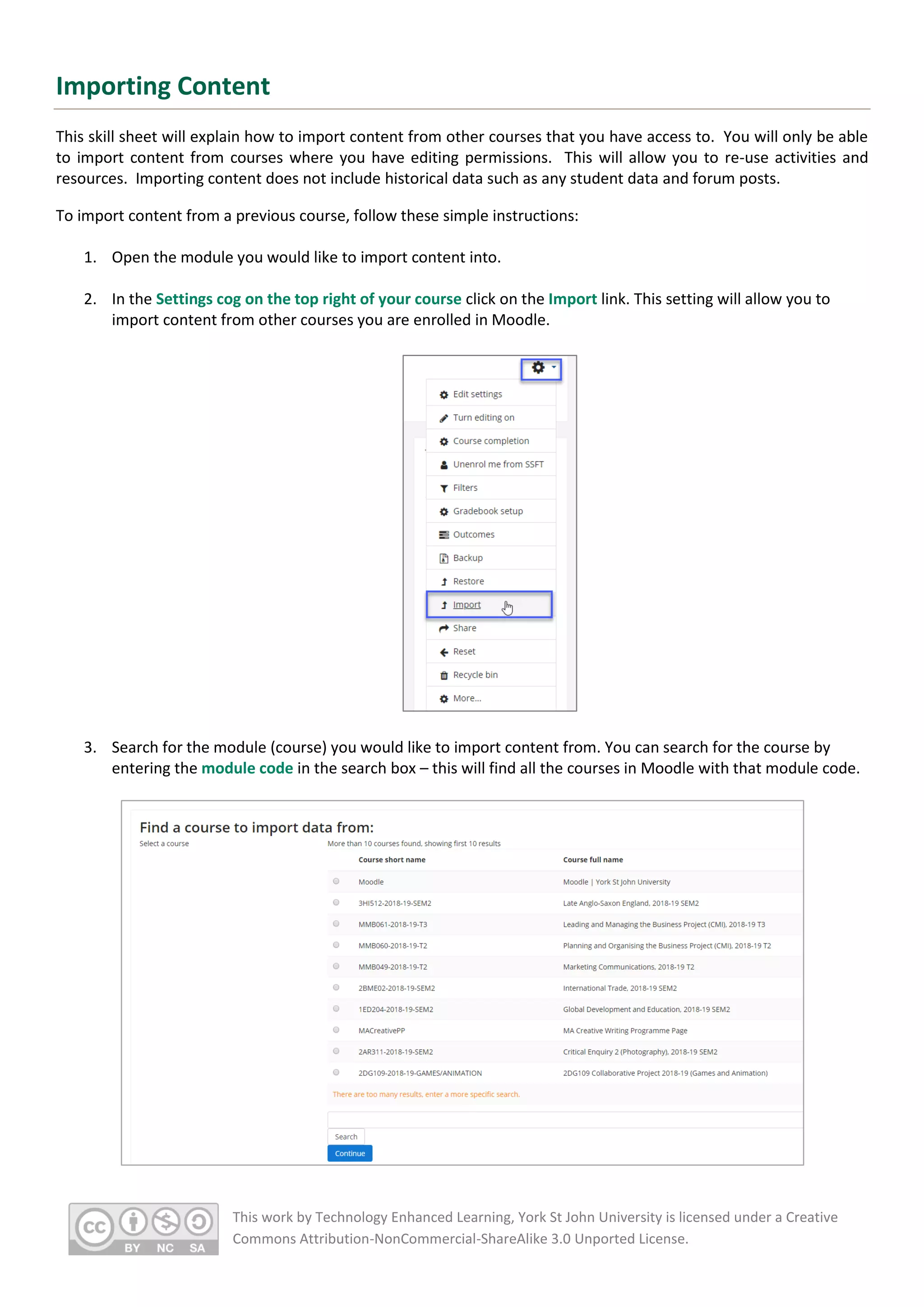 Importing content | PDF