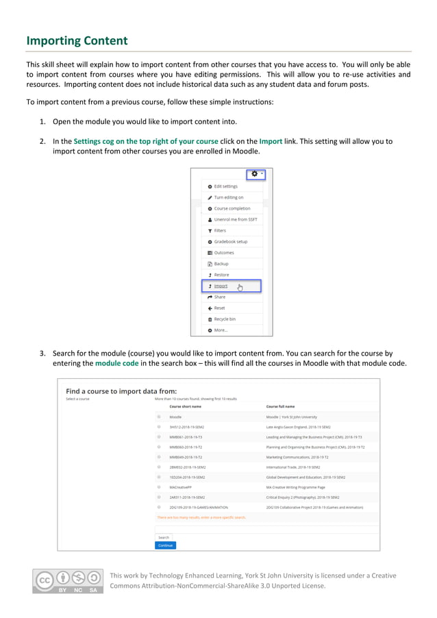 Importing content | PDF