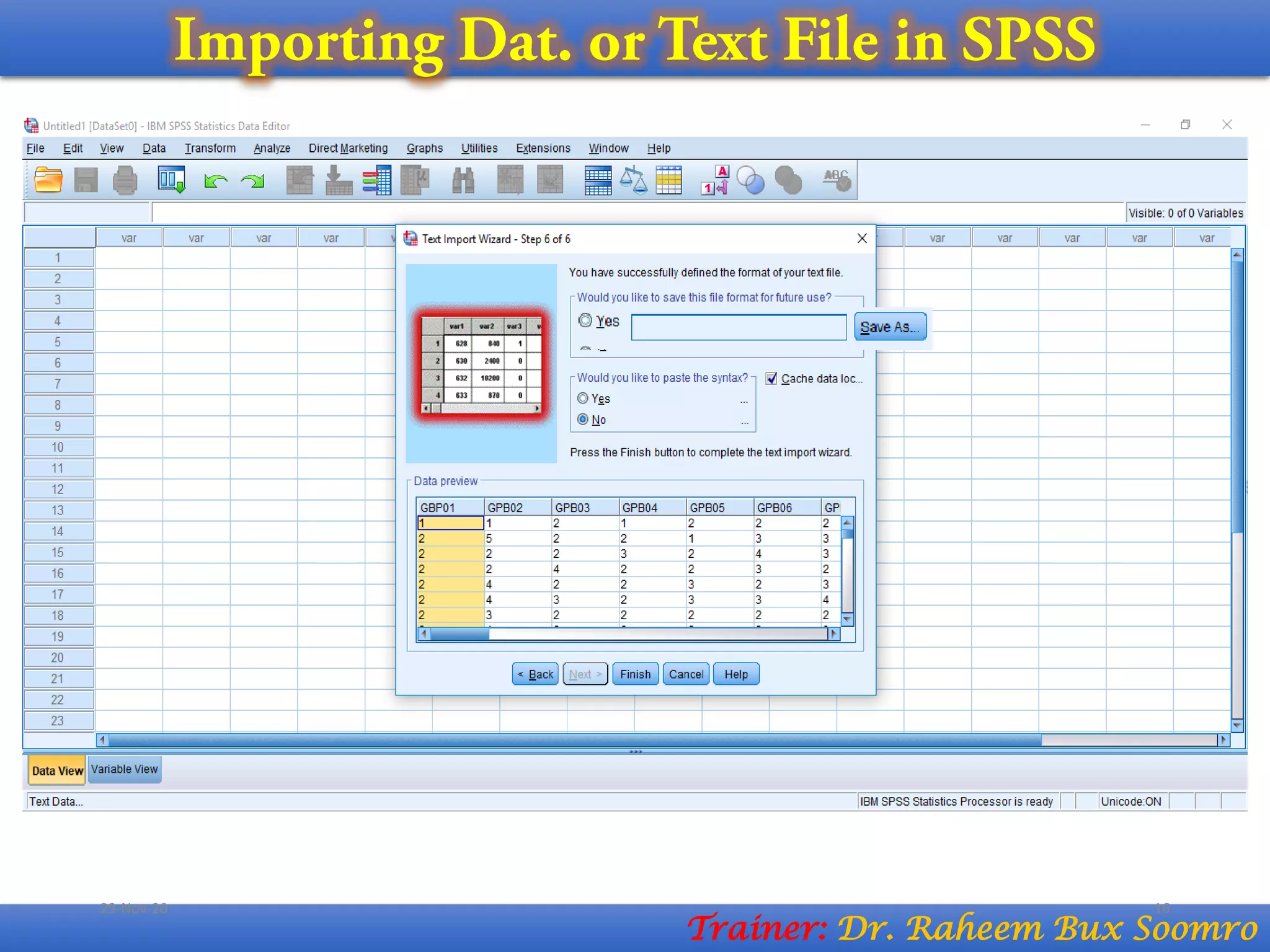 Importing excel (csv and dat) data in spss | PDF