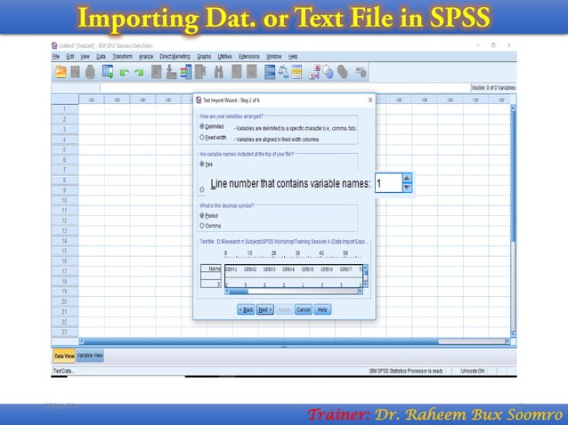 Importing excel (csv and dat) data in spss | PPT