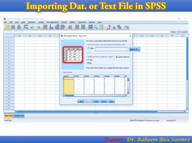 Importing excel (csv and dat) data in spss | PPT Importing excel (csv and dat) data in spss | PPT