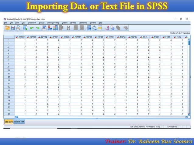 Importing excel (csv and dat) data in spss | PPT