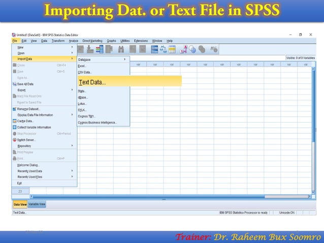 Importing excel (csv and dat) data in spss | PPT Importing excel (csv and dat) data in spss | PPT