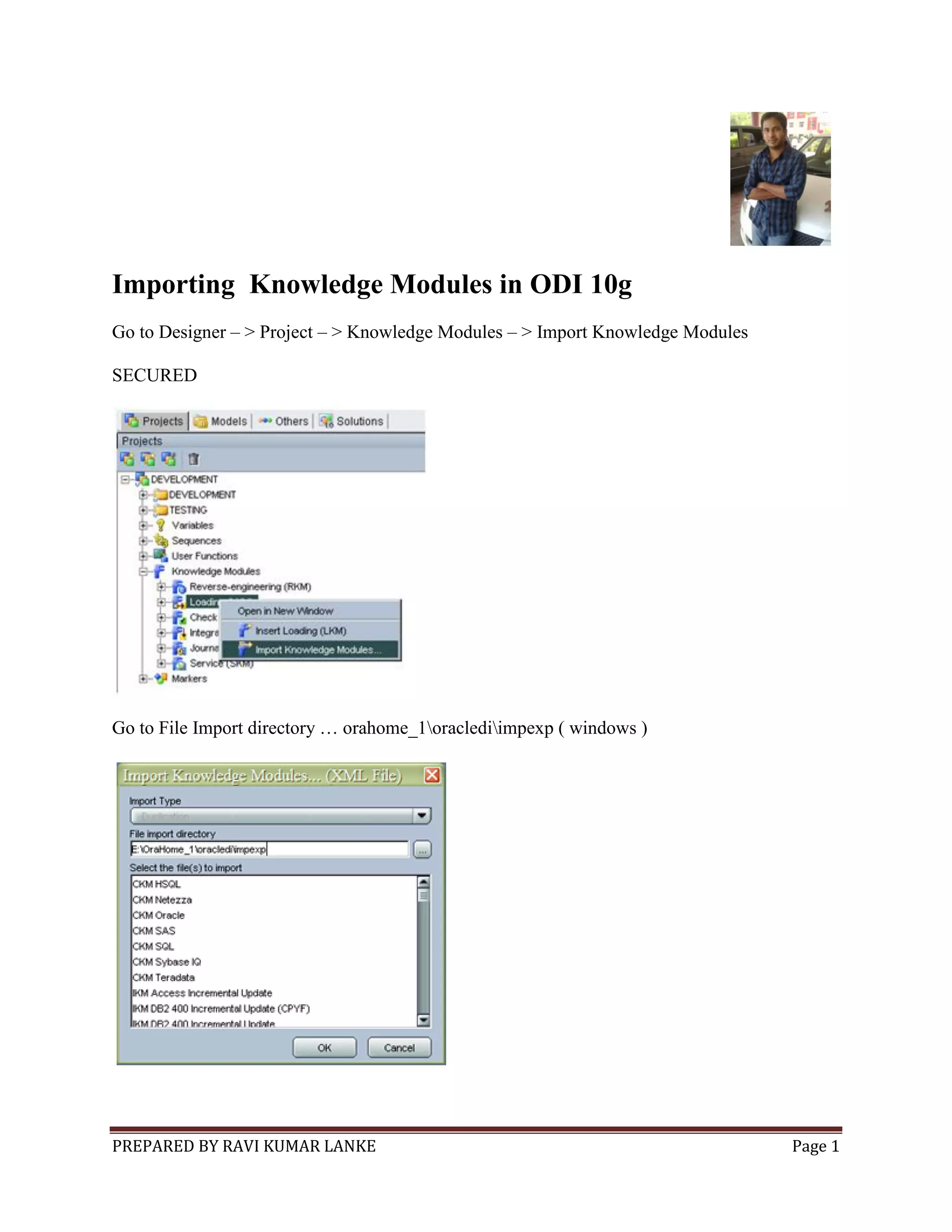 Importing knowledge modules odi 10g and 11g | PDF