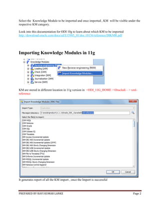 Importing knowledge modules odi 10g and 11g | PDF