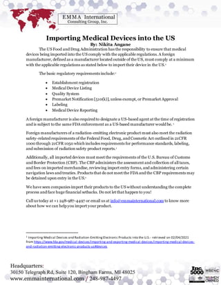 Importing Medical Devices into the US | DOCX