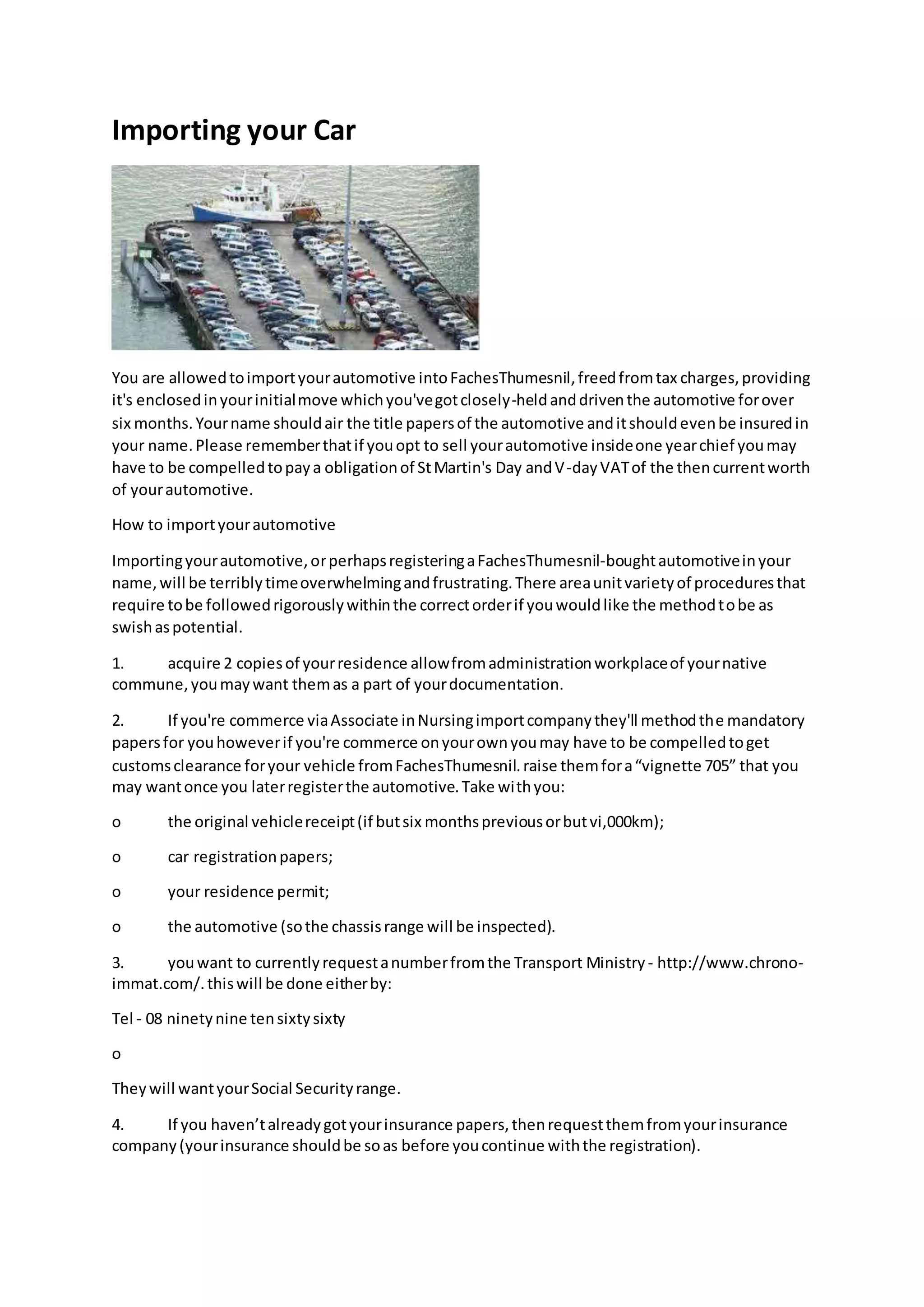 Importing your car | DOCX | Auto Type | Automotive