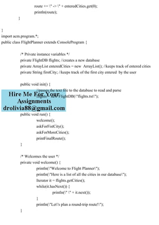 import java.util.;import acm.program.;public class FlightPla.pdf | Air Travel | Travel Type