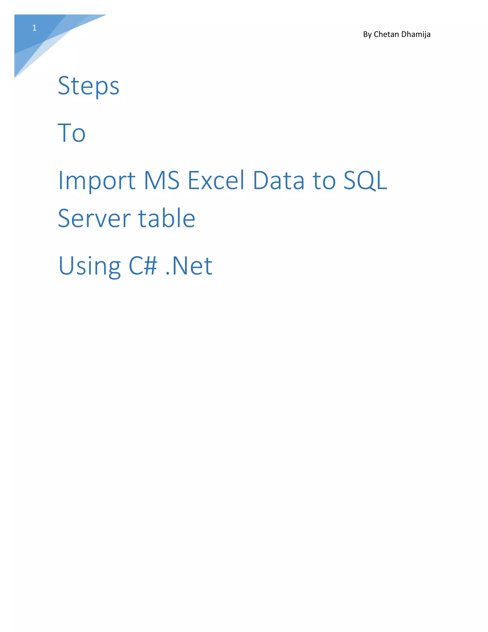 Excel to SQL Server | PDF Excel to SQL Server | PDF