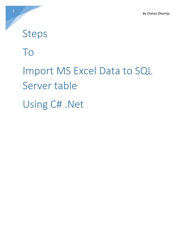 Excel to SQL Server | PDF | Databases | Computer Software and Applications