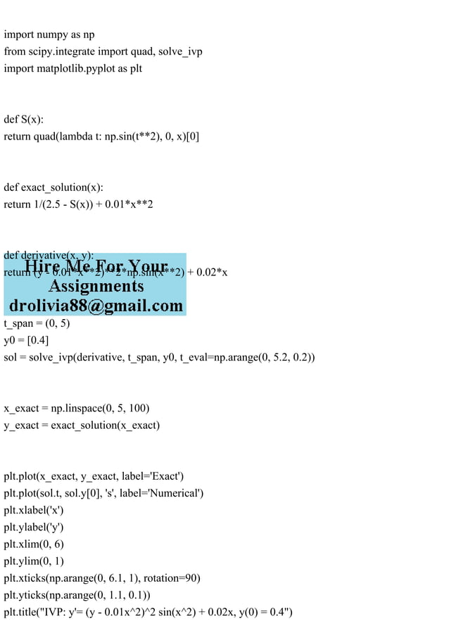 Import Numpy As Npfrom Tegrate Import Quad Solveivpimppdf