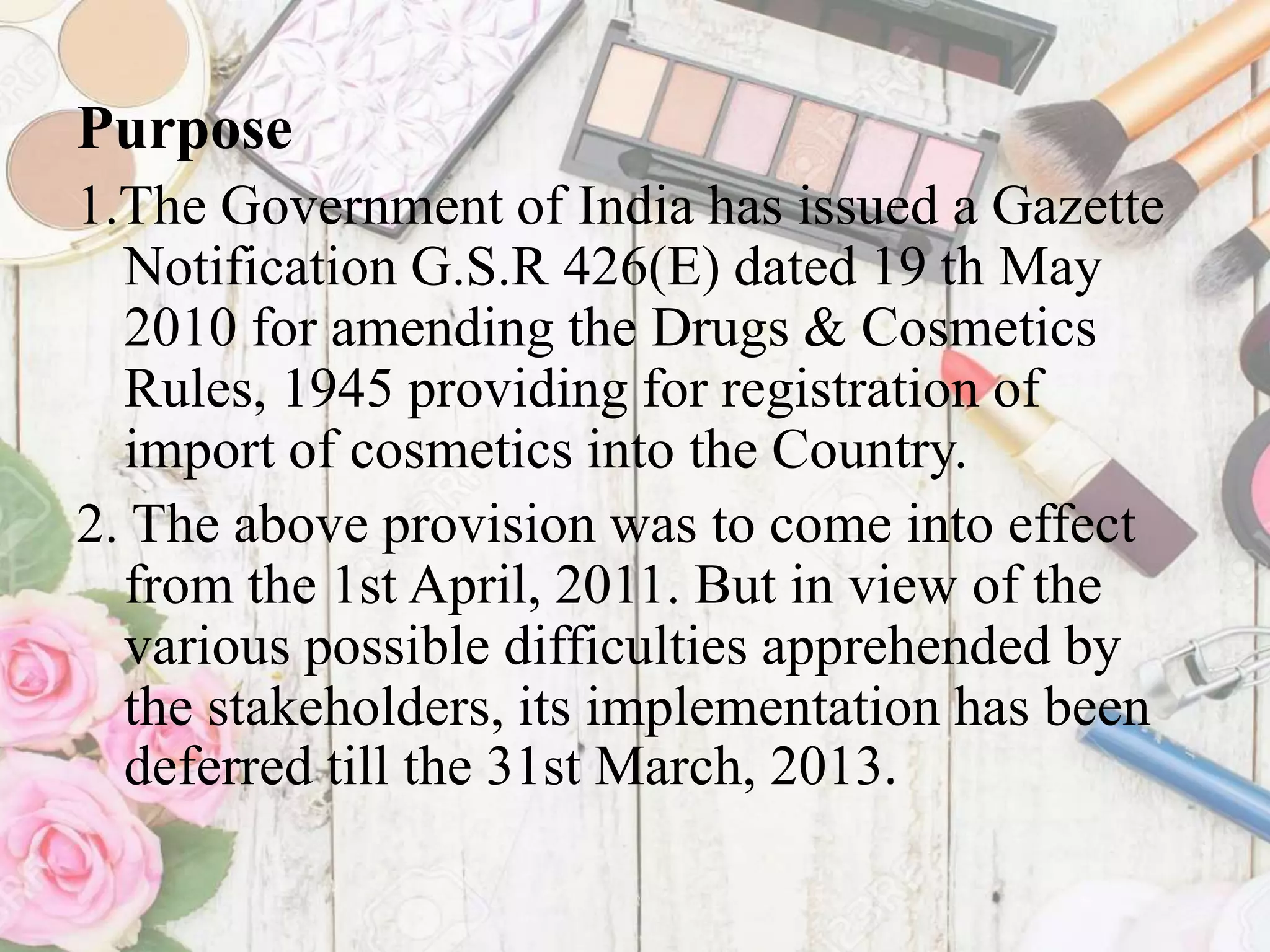 Import of cosmetics regulatory requirements | PPTX